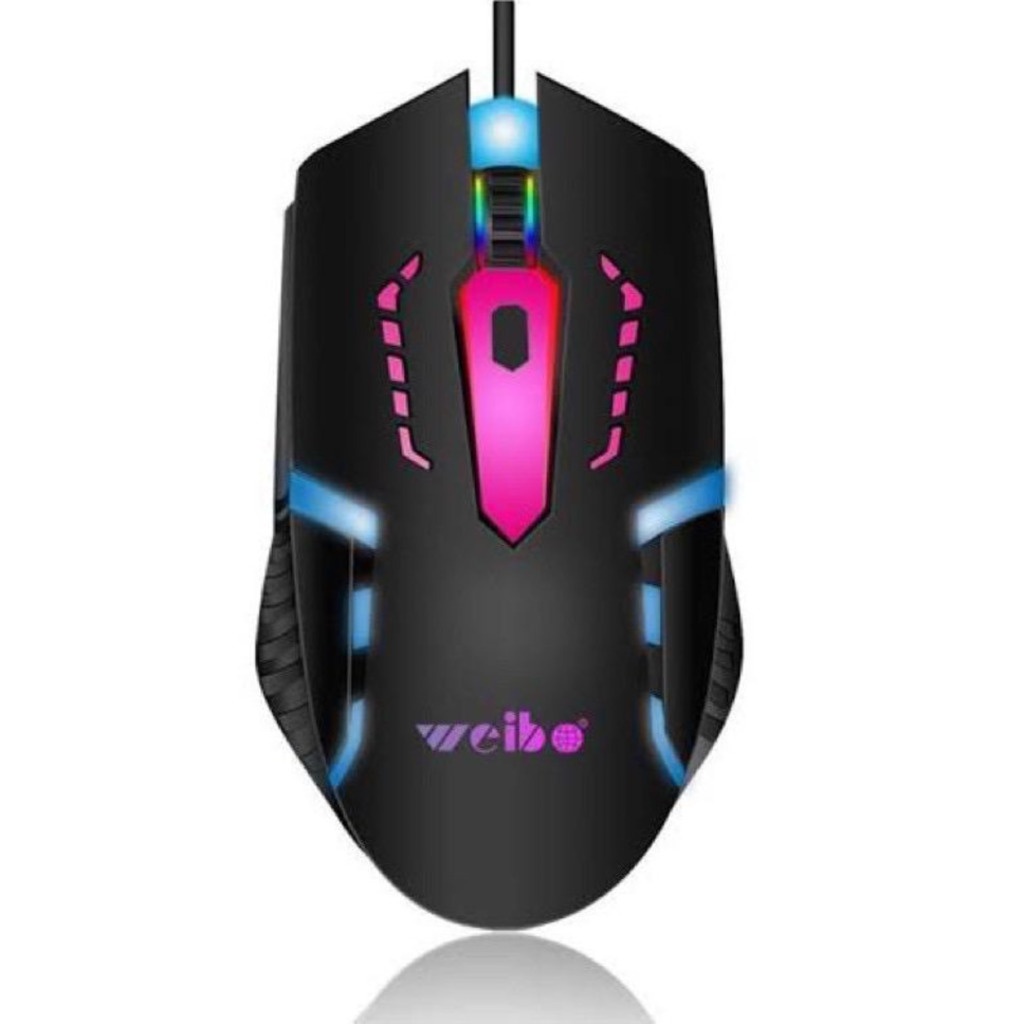 Mouse Gamer Ergonômico Com Led 3200 Dpi Preto Usb Rgb Weibo | Shopee Brasil