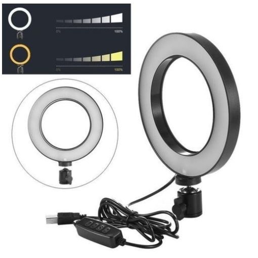 Ring Light de mesa Iluminador Profissional Usb de Mesa 6 polegada 16cm para Maquiador Youtuber ...