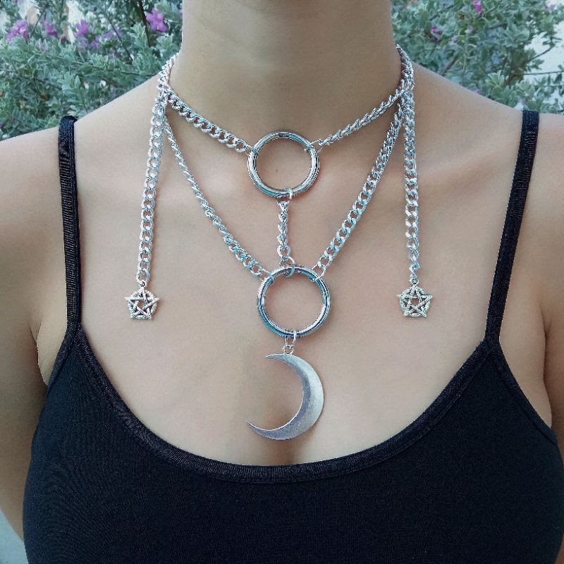 Colar alternativo/gótico lua | Shopee Brasil