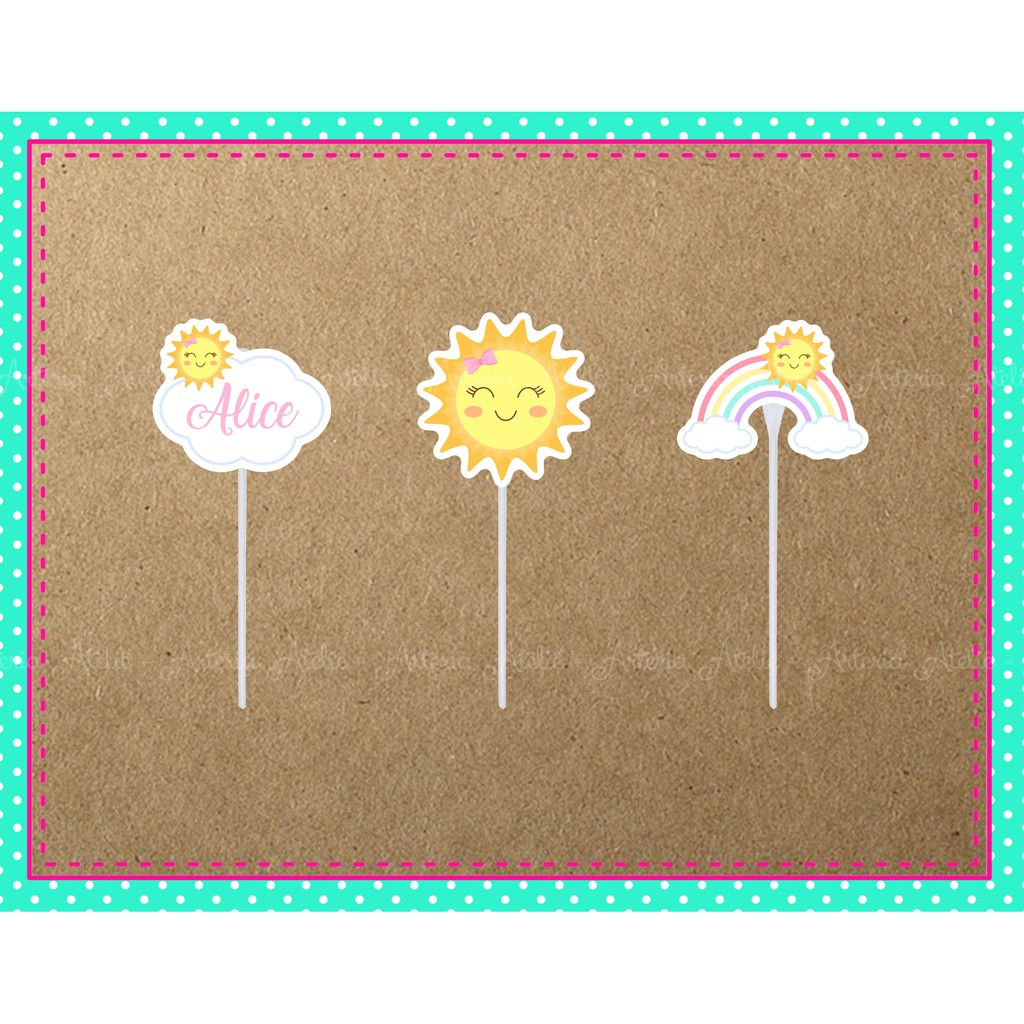 20 topper de doces toper tag Aplique Decoração Festa Aniversário raio ...