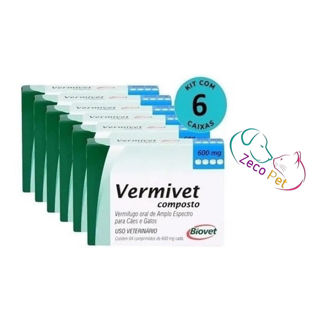 KIT 6 Remédio De Verme De Cachorro E Gatos Vermivet | Shopee Brasil