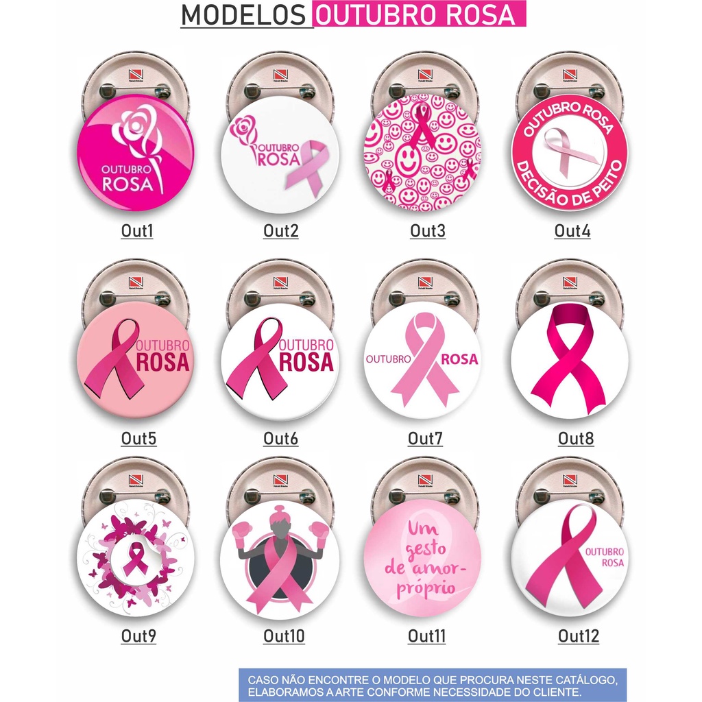 Boton Botton Button 4,5 cm Outubro Rosa - 100 unidades | Shopee Brasil