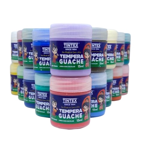 Tinta Guache Escolar 15ml Tintex - KIT COM 20 CORES | Shopee Brasil