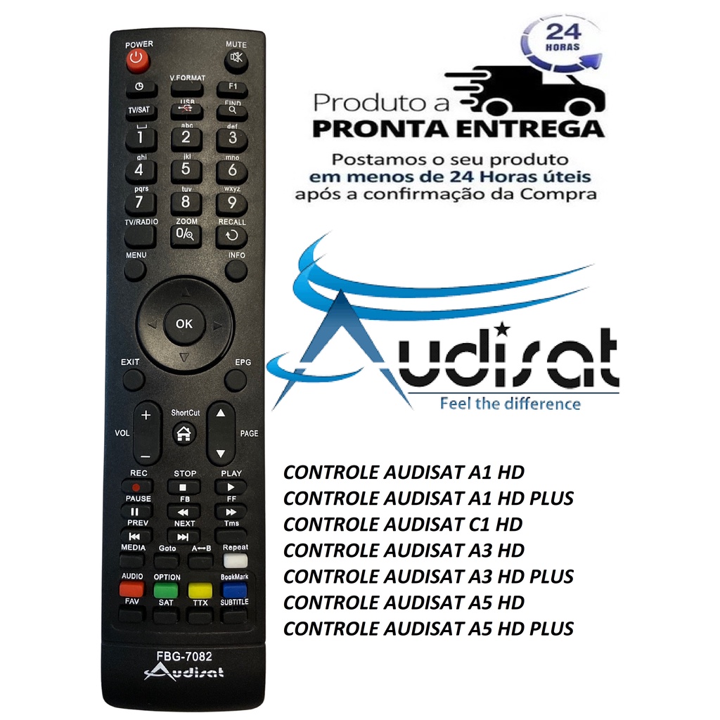 Controle remoto Audisat A1 A5 A3 C1 produto à pronta entrega | Shopee Brasil
