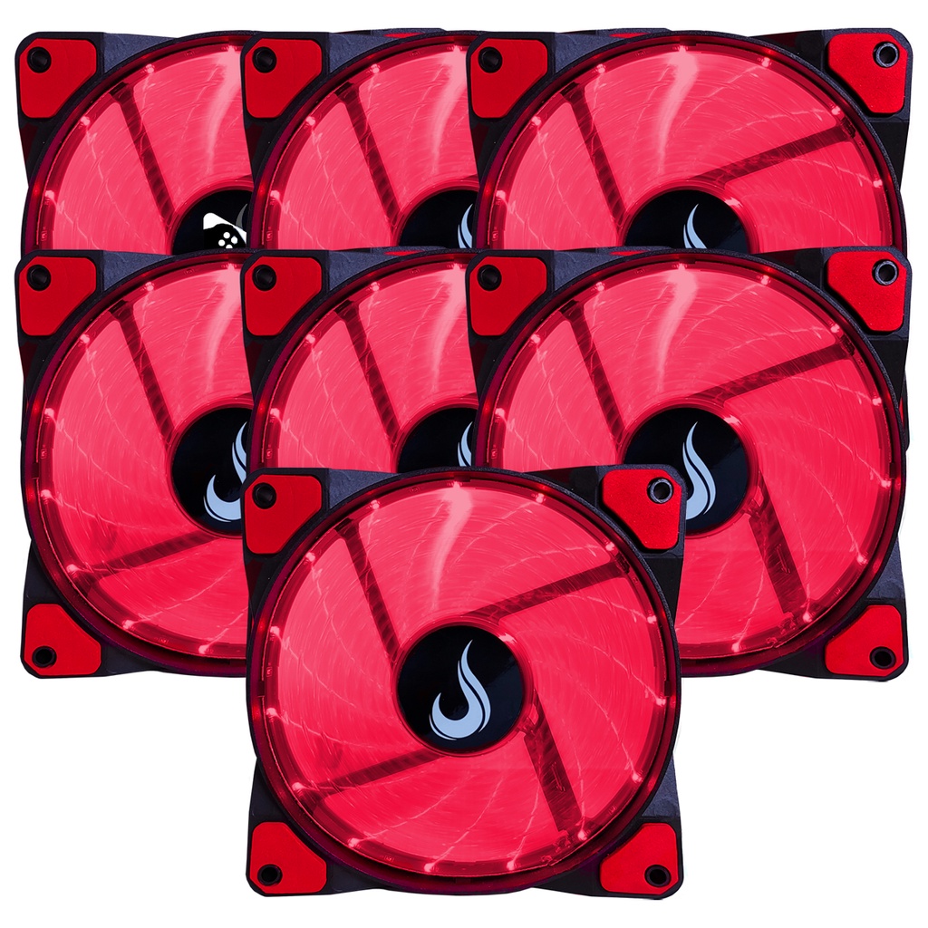 Kit 7 Cooler Fan Rise Mode WIND W1 Vermelho 120mm RM-WN-01-BR PC Gamer ...