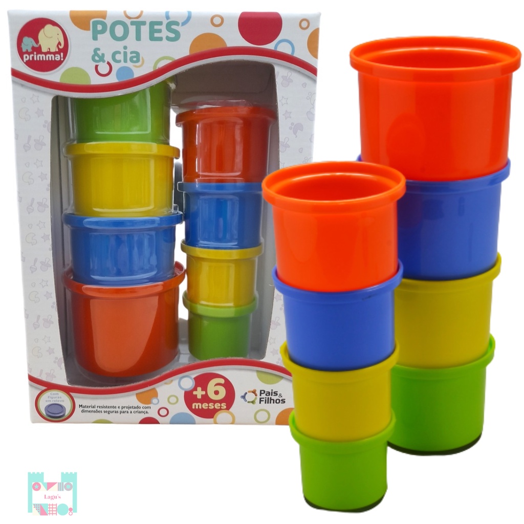 Potes & Cia de Empilhar Brinquedo Colorido Pais e Filhos | Shopee Brasil