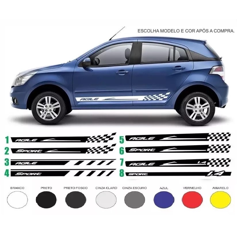 Adesivos Faixas Lateral Chevrolet Agile Lt Ltz Sport Kit | Shopee Brasil