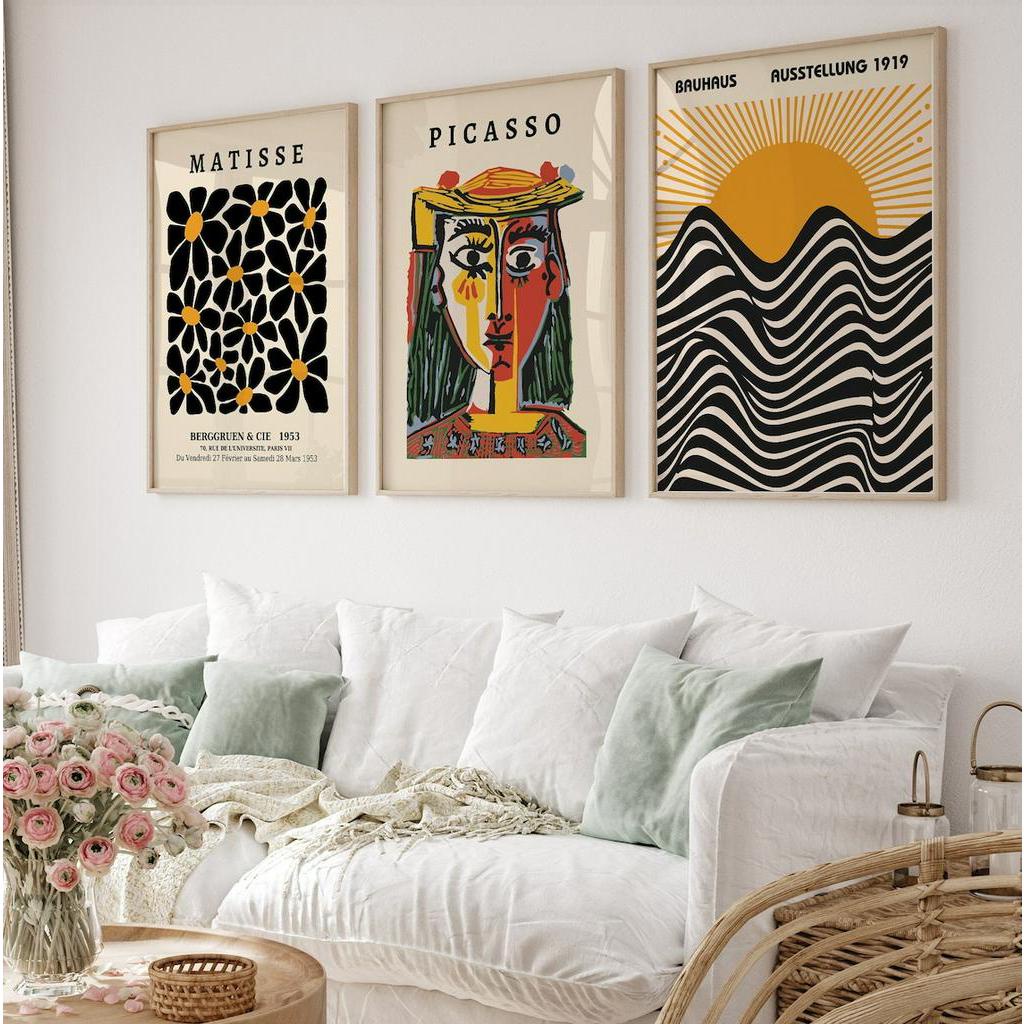 Galeria Wall Art Set Of 3 Impressões , Picasso Print , Bauhaus Poster ...