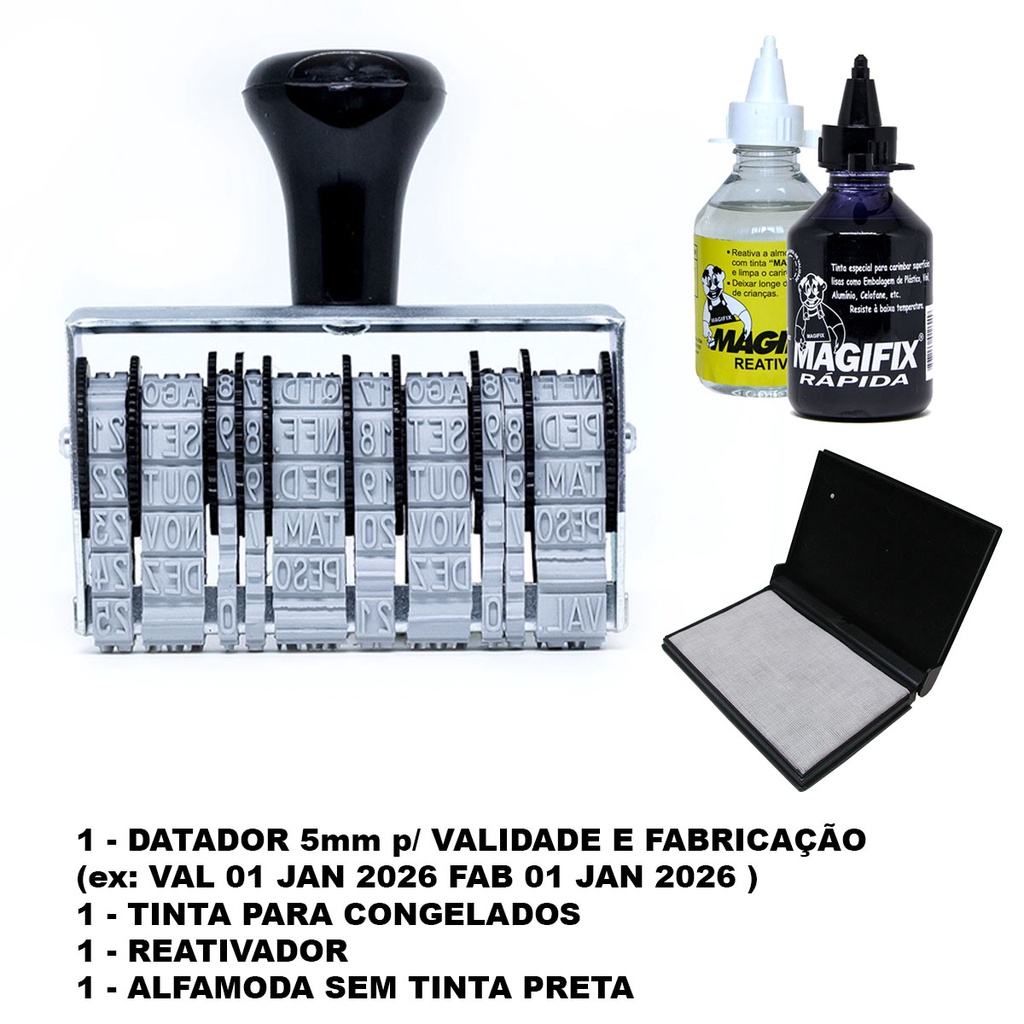 Datador Val/Fab 5mm + Kit Com Tinta Para Congelados | Shopee Brasil