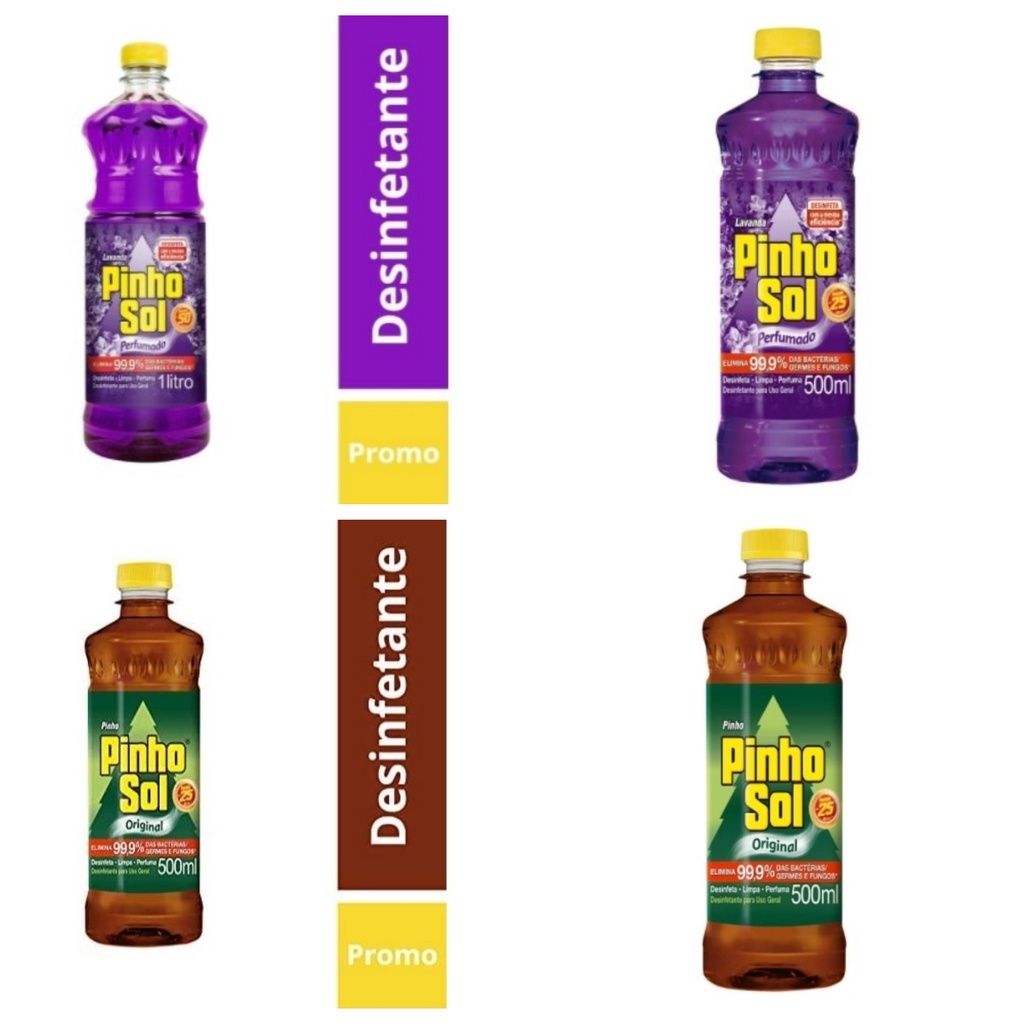 Desinfetante para uso geral - Pinho Sol - Original / Lavanda - 500Ml ...
