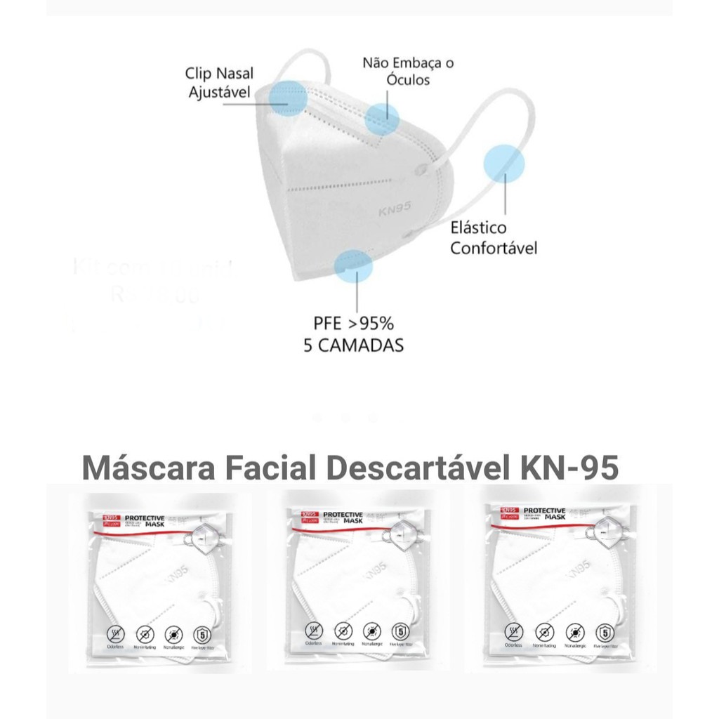 MASCARA INDIVIDUAL KN95 / 5 CAMADAS DE PROTEÇÃO | Shopee Brasil