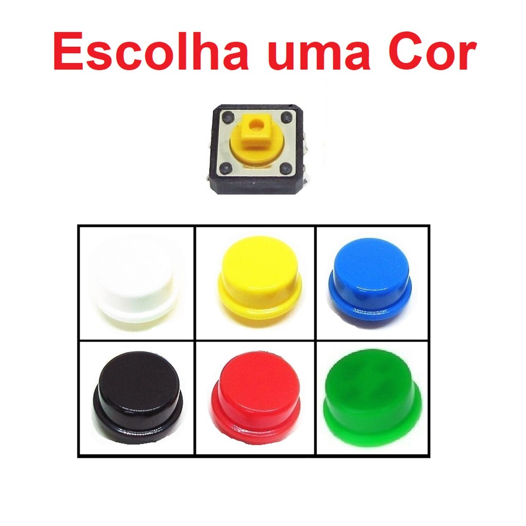 Kit 10 Push Button Chave Táctil Com Capa Arduino Botão | Shopee Brasil