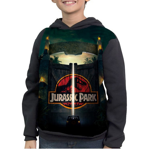 Blusão Moletom Infantil Filme Jurassic Park Blusa de frio Dinossauro ...