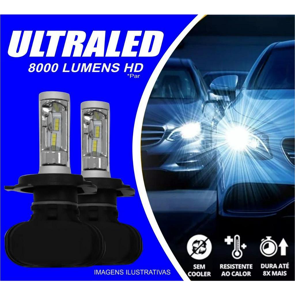 Kit Ultra Led Luz Alta Baixa H4 8000lm 6000K 12V/24V | Shopee Brasil
