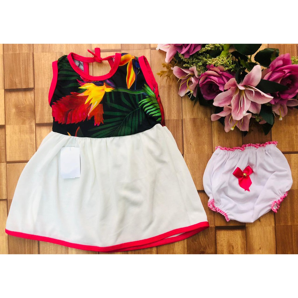 VESTIDO FLORAL 0 A 4M (vestido +calcinha) | Shopee Brasil
