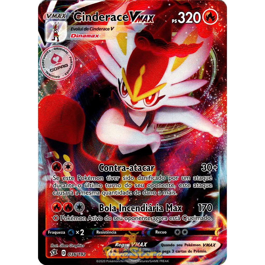 Carta Pokemon Cinderace VMAX Português Card Original Copag | Shopee Brasil