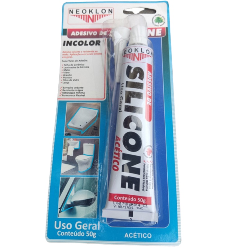 Cola Silicone Incolor Cartela de 50g Uso Geral Pia, Box, Vidro ...