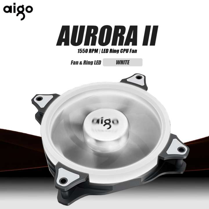Aigo Aurora 120mm Double Sided LED Ring PC case fan(White) | Shopee Brasil
