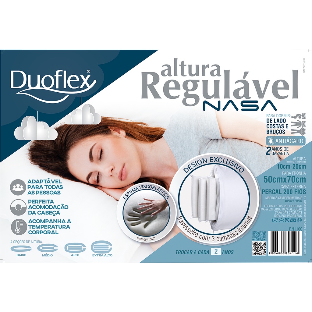 Travesseiro Nasa De Altura Regulável Duoflex | Shopee Brasil