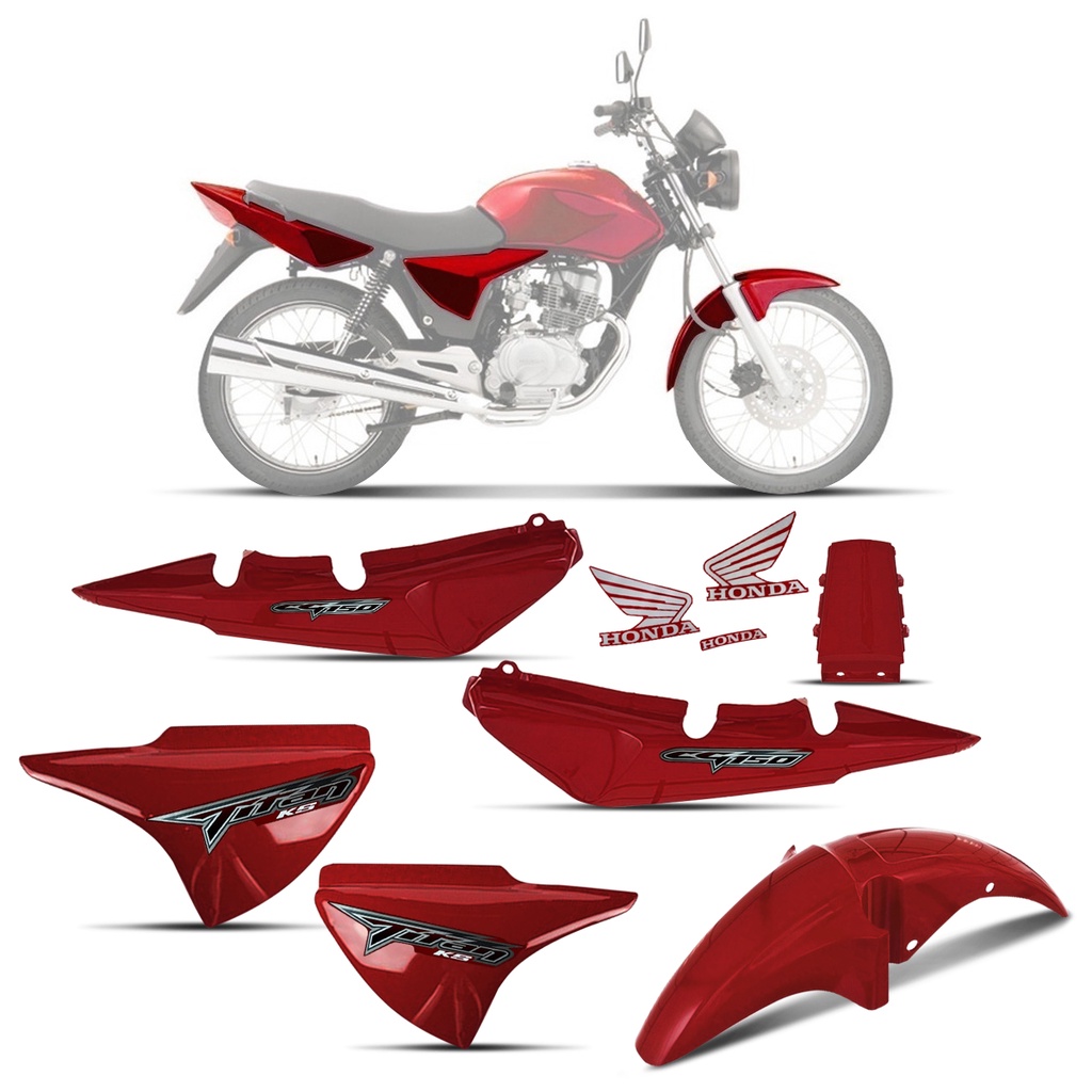 Kit Carenagem Completo Cg Titan 150 Vermelha 2008 Ks Es Esd Com Adesivos | Shopee Brasil