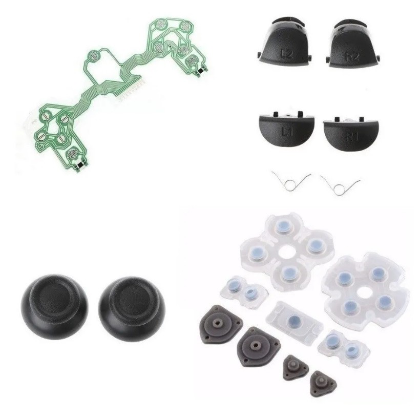 Kit Reparo Controle Ps4 Película + R1 R2 L1 L2 + Borrachas Botões 001 ...