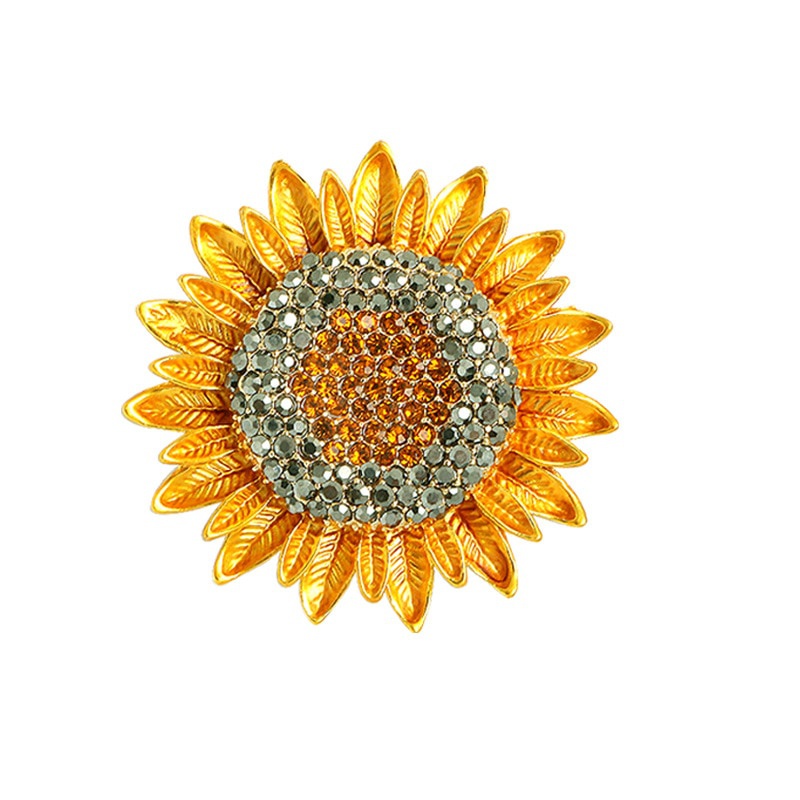 Broche De Flor De Strass Amarelo Luxuoso De Girassol Para Festa/Mulher ...