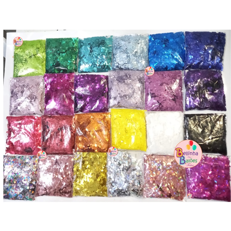 Confetes metalizado mini quadradinho para balões bexigas bubbles 25 ...