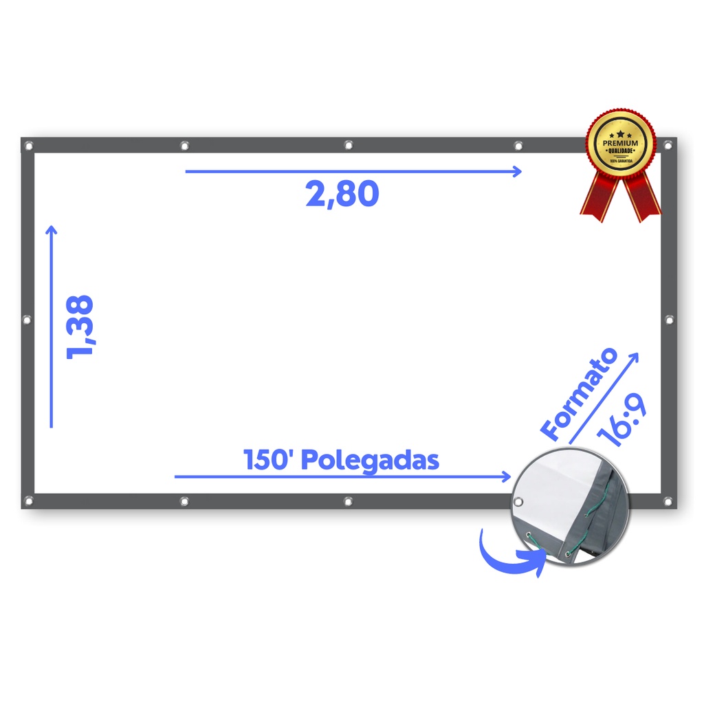 Tela de Projeção Em vinil PVC com Bordas e ilhós fixado Fazemos o ...