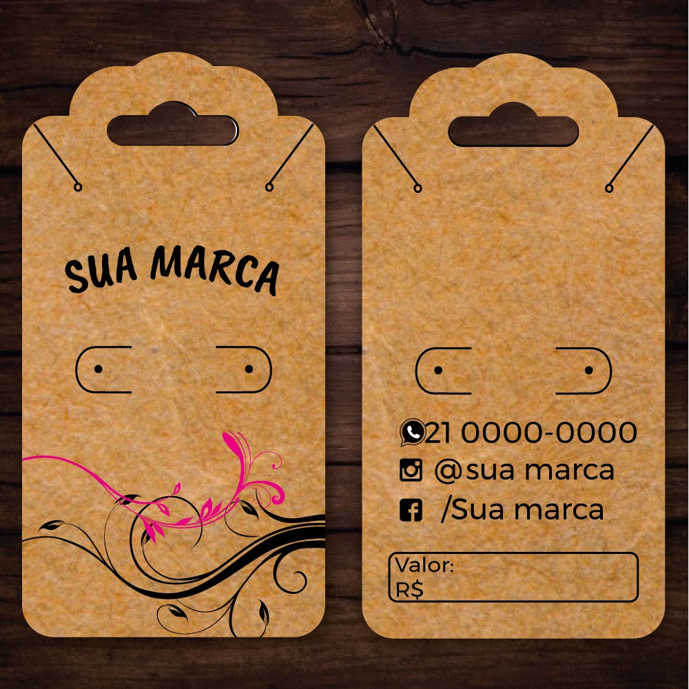Tag de Colar Brinco Personalizada 500 un Etiqueta para Semijoia Papel ...