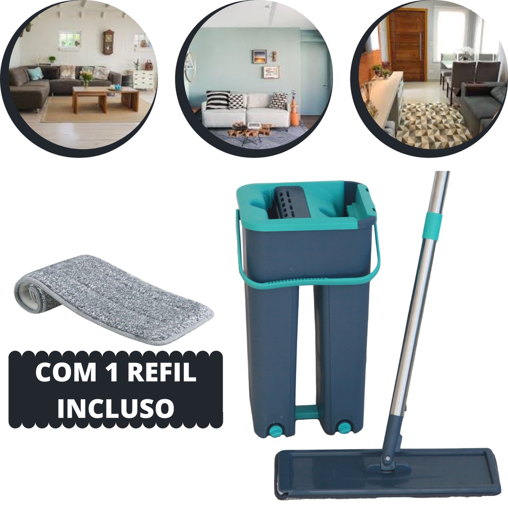 Flat Mop Vertical Lava E Seca Multiuso Com 1 Refil | Shopee Brasil