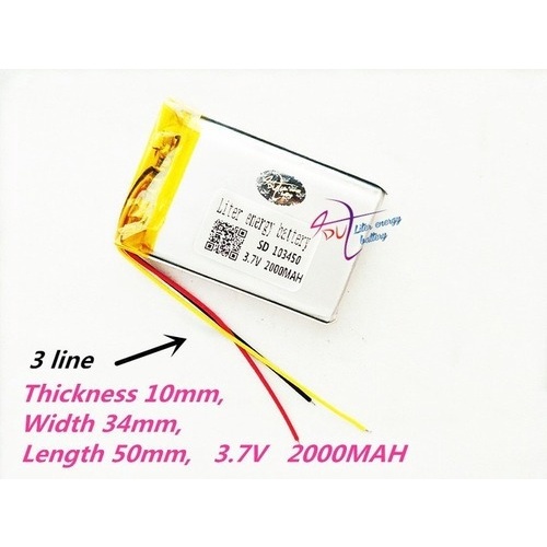 Bateria 103450 3,7v 2000 Mah 10mm X 34mm X 50mm 3 Fios | Shopee Brasil