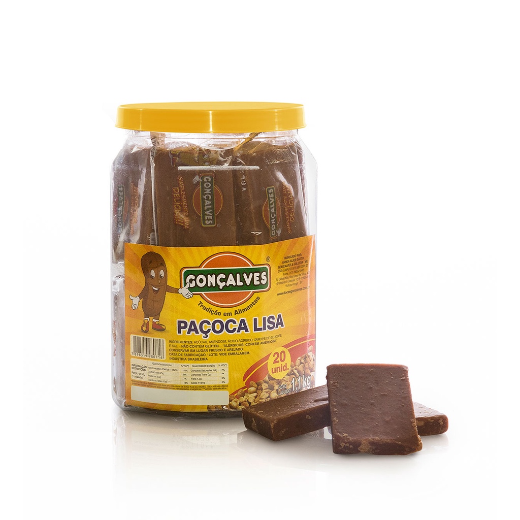 Paçoca Lisa pote com 20 unidades - 1,1 kg | Shopee Brasil