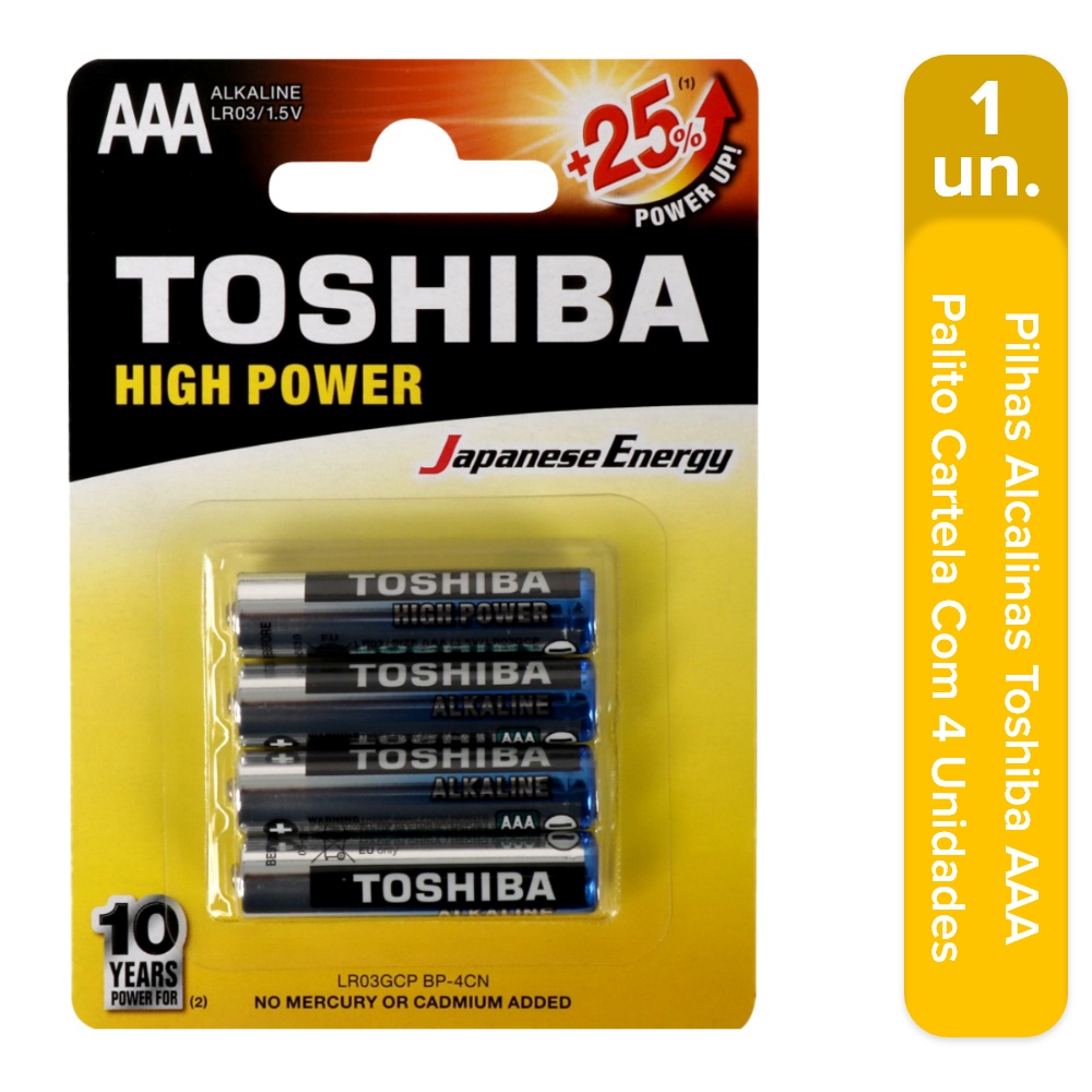 Pilhas AAA Palito Toshiba Alcalina Tipo modelo 3a Cilindrico Redonda ...