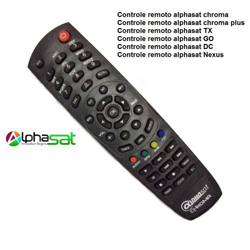 Controle remoto receptor alphasat chroma hd / chroma hd plus / go / tx / dc pronta entrega ...