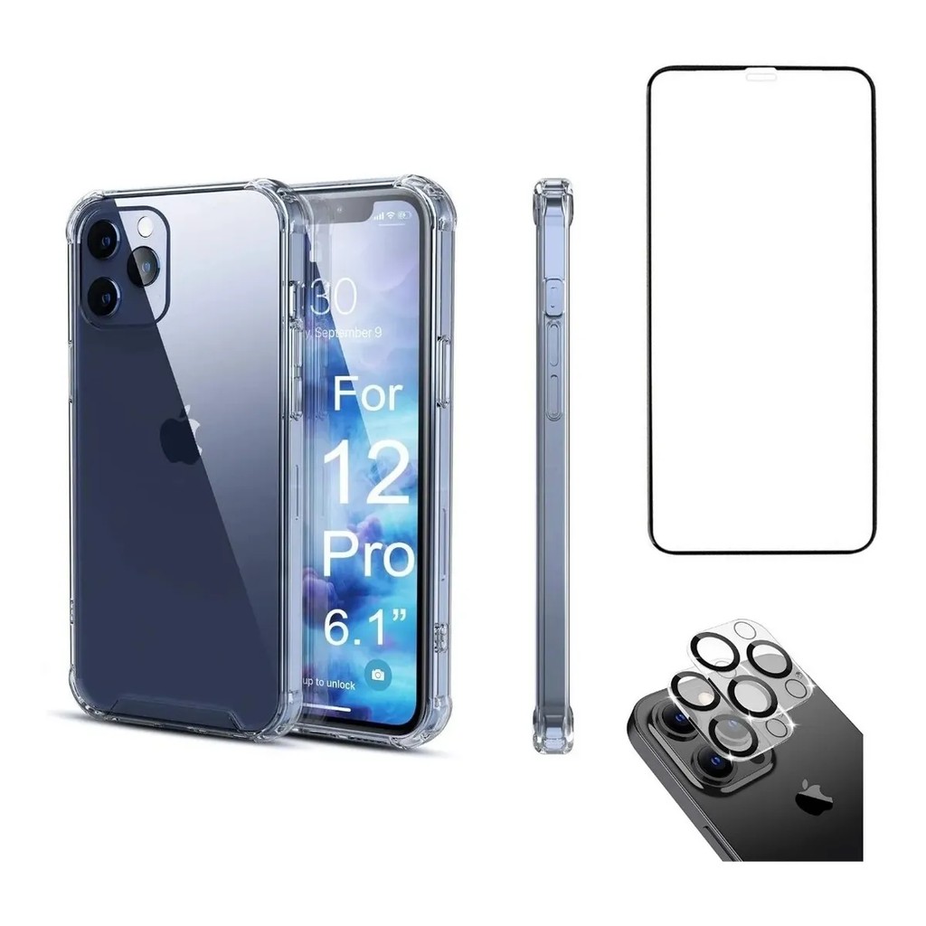 Capa Capinha Anti Shock iPhone 12 mini/12 pro max + Pelicula Vidro 9D+Pelicula Camera 3D ...