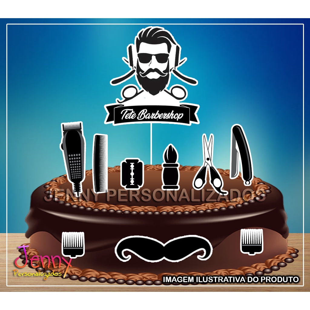 Topo Topper de Bolo Personalizado Barbeiro | Shopee Brasil