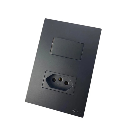 MONTE SEU KIT TOMADAS: Conjunto 4x2 Tomada Preta 10a 20a Interruptor Simples/Paralelo Recta ...