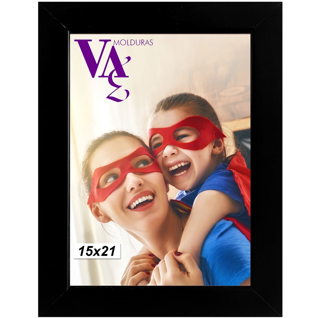 kit 2 Molduras Porta Retrato 15x21 A5 Preto vidro ou acetato para mesa ...
