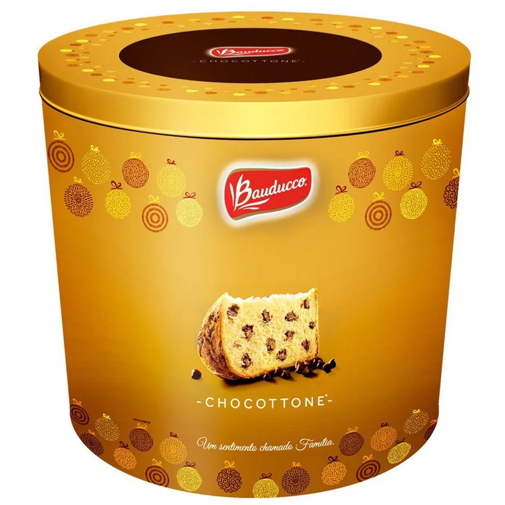 Panettone Com Gotas De Chocolate Ao Leite Bauducco Chocottone Lata 750g