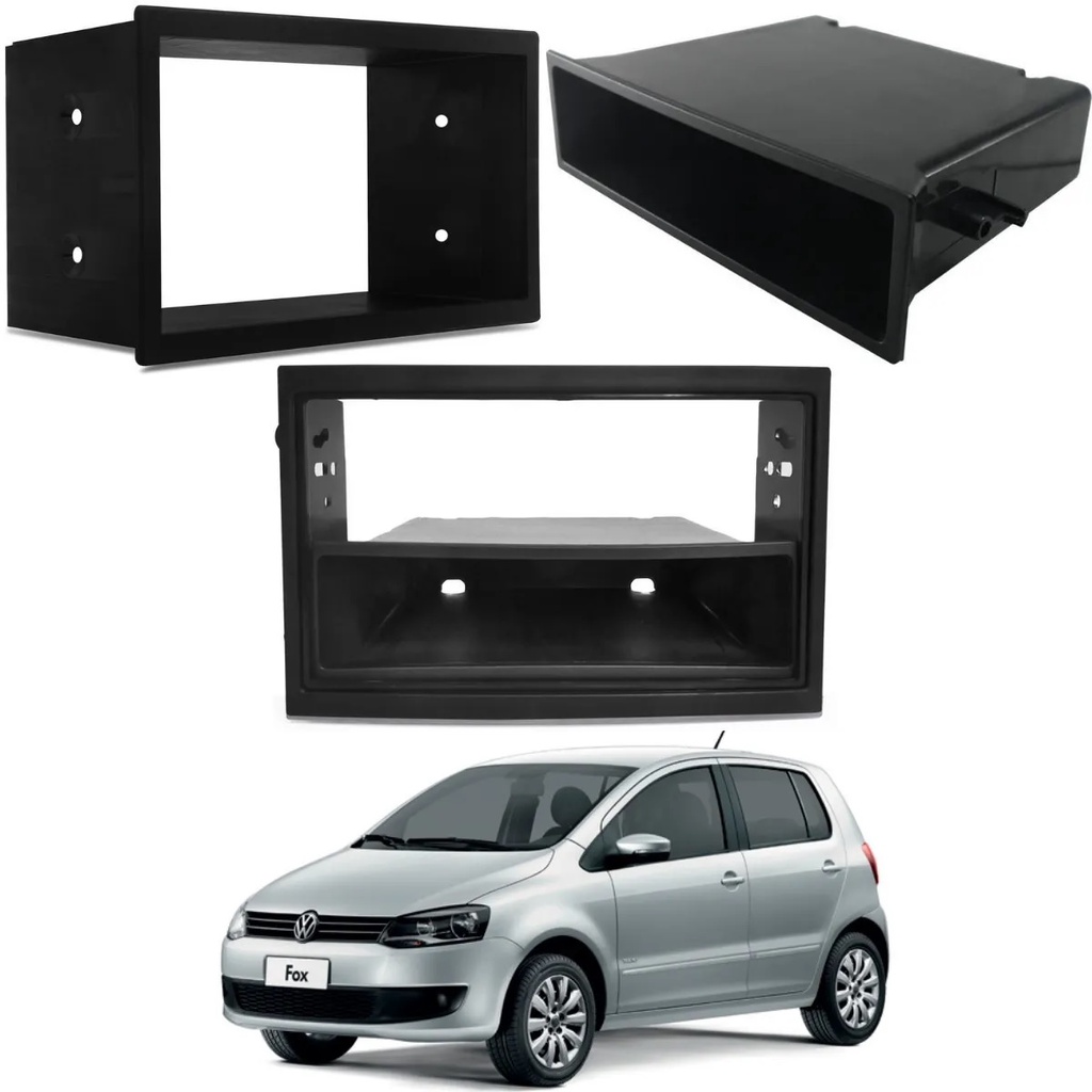 Moldura Painel 1 Din Cd Radio Usb Para Vw Fox 2010 a 2014 moldura e porta objetos 2 em 1 ...