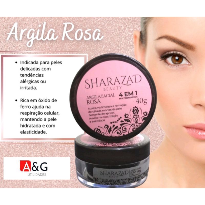 Mascara facial argila rosa 40g sharazad | Shopee Brasil