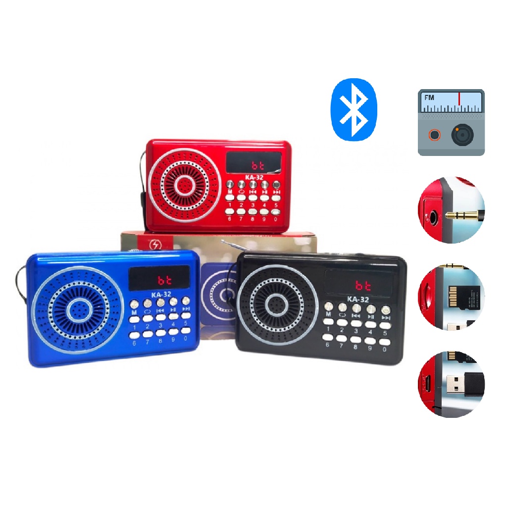 Radio Portatil Fm Pen Drive Bluetooth Radinho Recarregável | Shopee Brasil