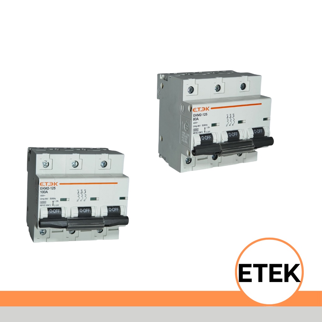 Disjuntor Tripolar Din MCB Curva C 80A e 100A Etek | Shopee Brasil