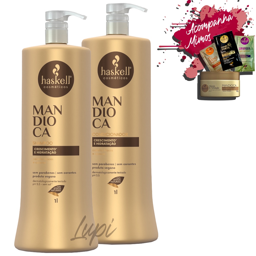 Kit Haskell Mandioca Shampoo E Condicionador 1L | Shopee Brasil