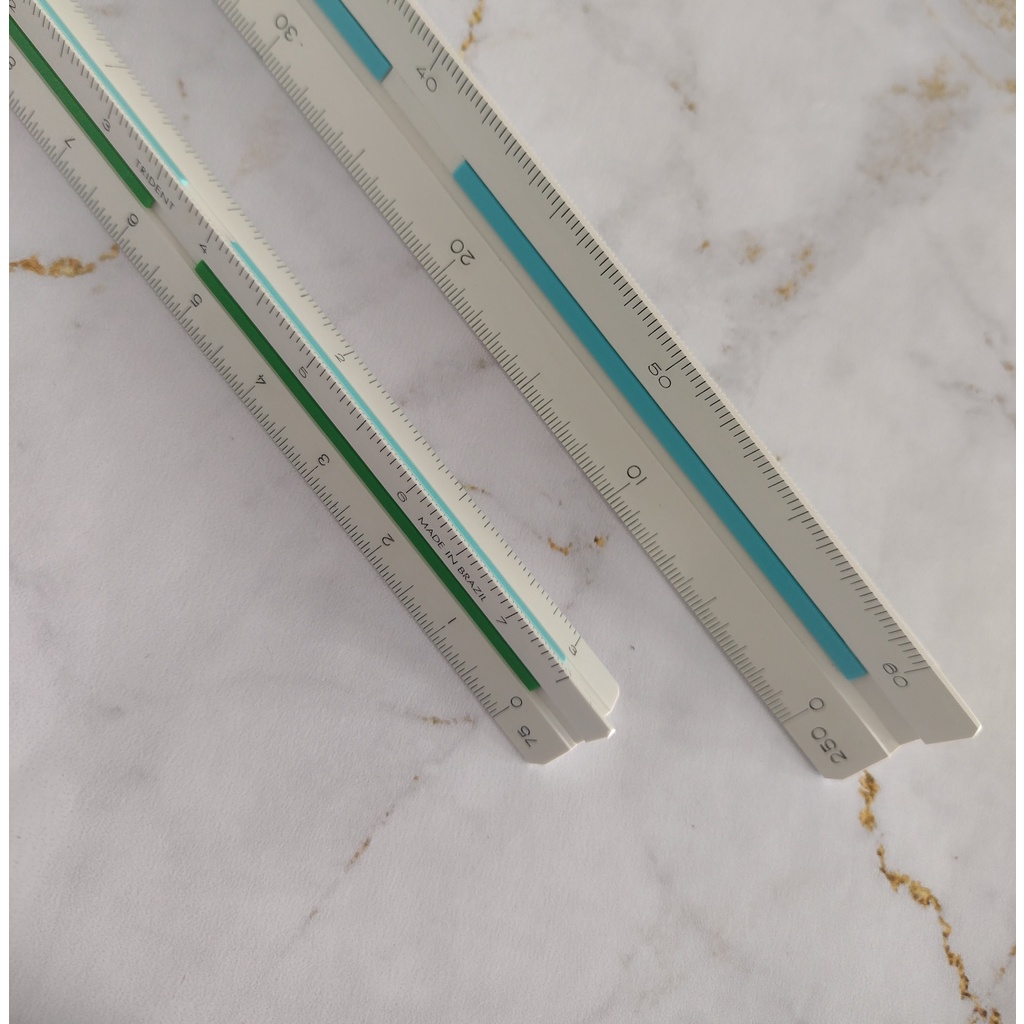 Escalimetro Régua Triangular Plástico Escalas - Trident | Shopee Brasil
