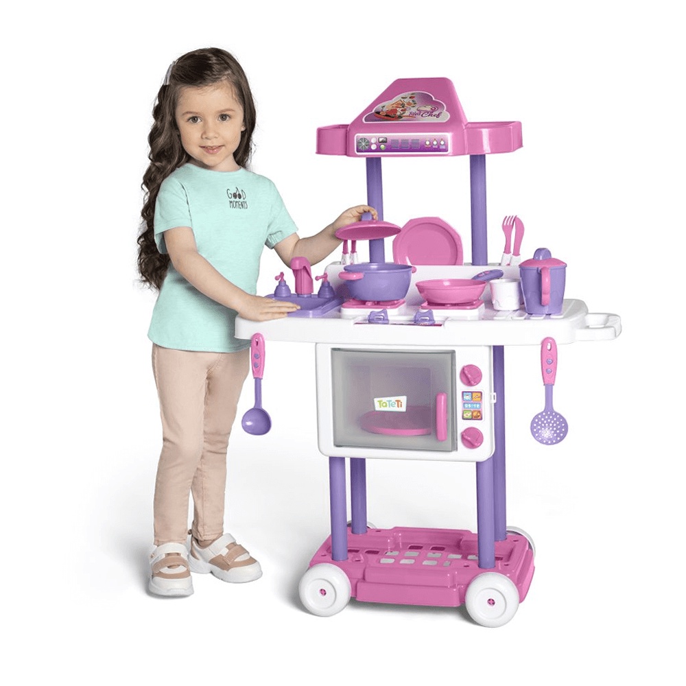 Cozinha Infantil Menina Completa Pia Fogão Forno Panelinhas Brinquedo Riva Chef Calesita Tateti ...