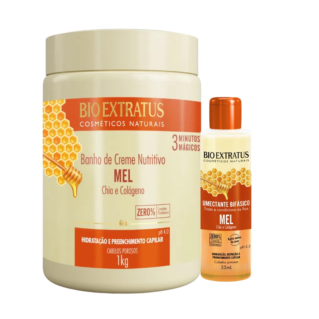 Kit Banho de Creme Mel Bio Extratus 1 Kg +Umectante Bifasico | Shopee Brasil