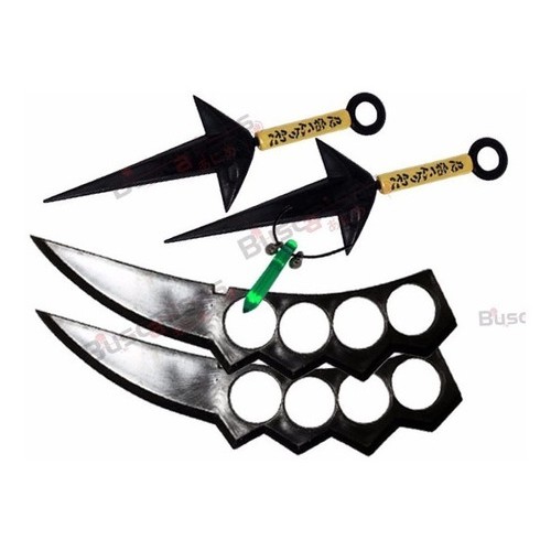 Kit Ninja 2 Kunai Minato + 2 Kunai Sarutobi Colar Verde K25 | Shopee Brasil