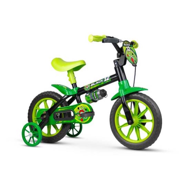 BICICLETA ARO 12 MASC BLACK 12 MOD NOVO PTO/VDE - NATHOR | Shopee Brasil