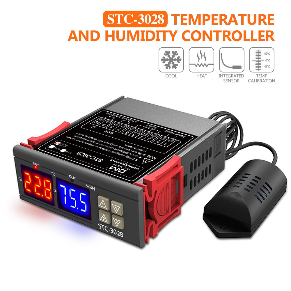 Controle Termostato Digital Dual Led Temperatura & Umidade Stc-3028 Dc12V 10a | Shopee Brasil